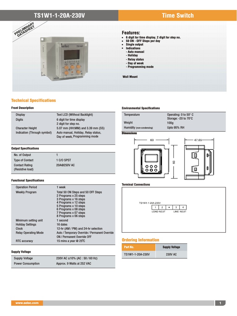 ts1w1 1 20a | PDF | Relay | Switch