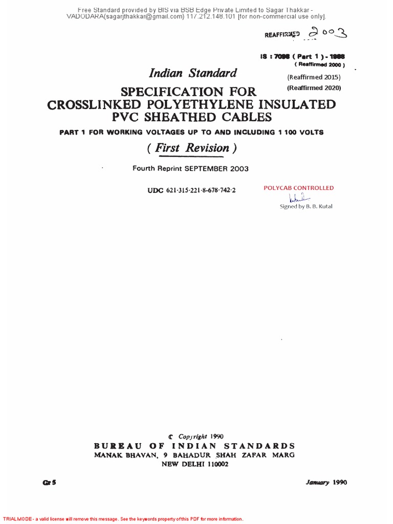 IS 7098 (Part 1) 1988 (RA 2020) + AMD 12345 (SECURED) | PDF ...