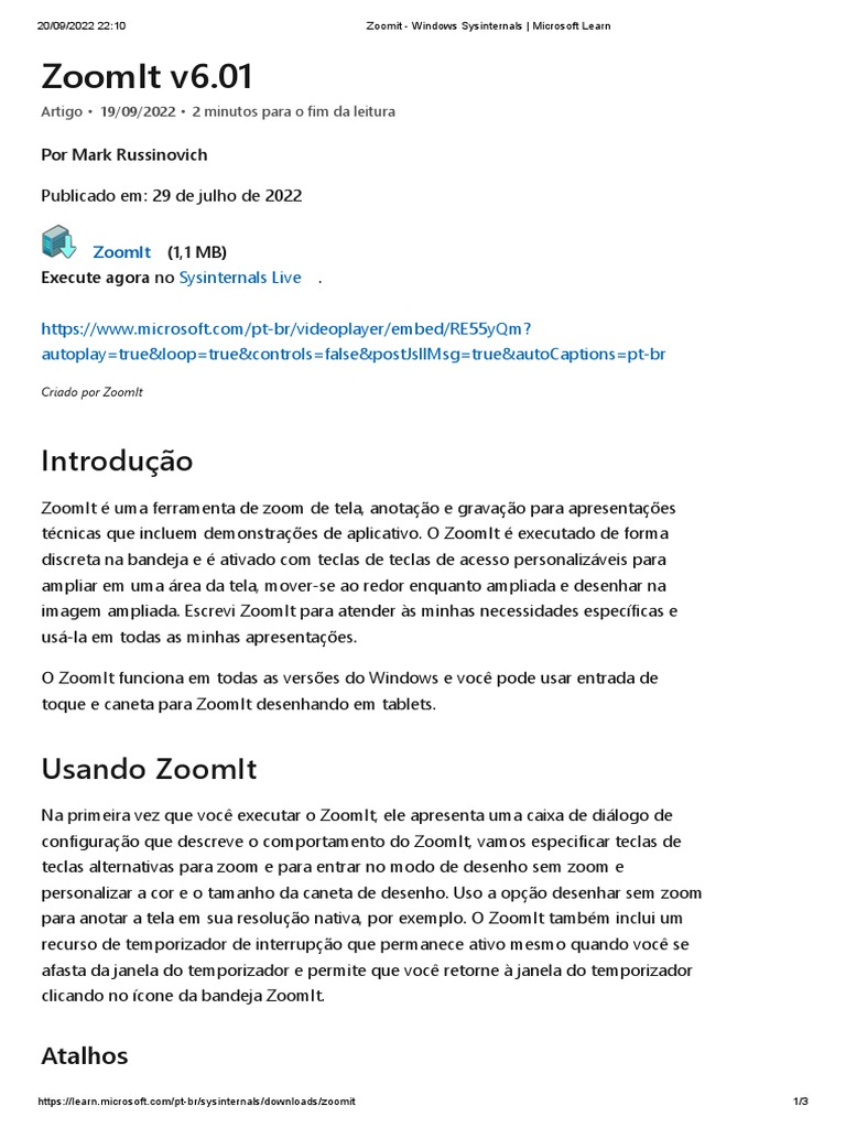 Zoomit - Windows Sysinternals - Microsoft Learn | Download grátis PDF ...
