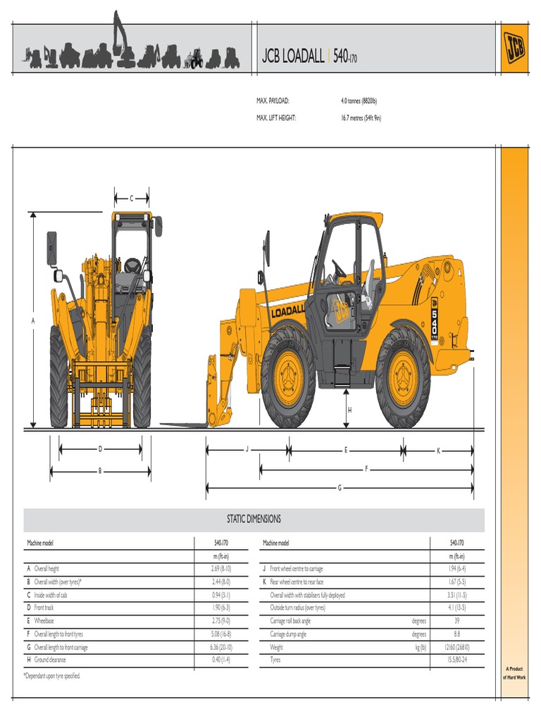 JCB 540-170 Loadall Specifications | PDF | Brake | Truck
