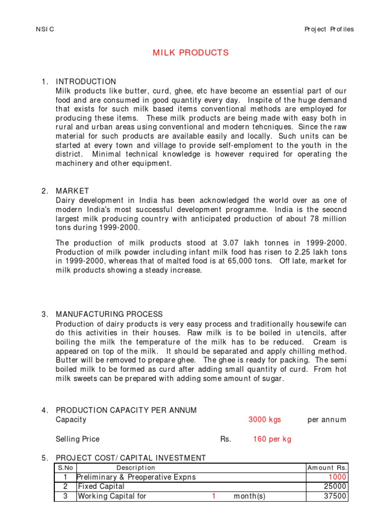 Milk Products: Nsic Project Profiles | PDF | Dairy | Milk