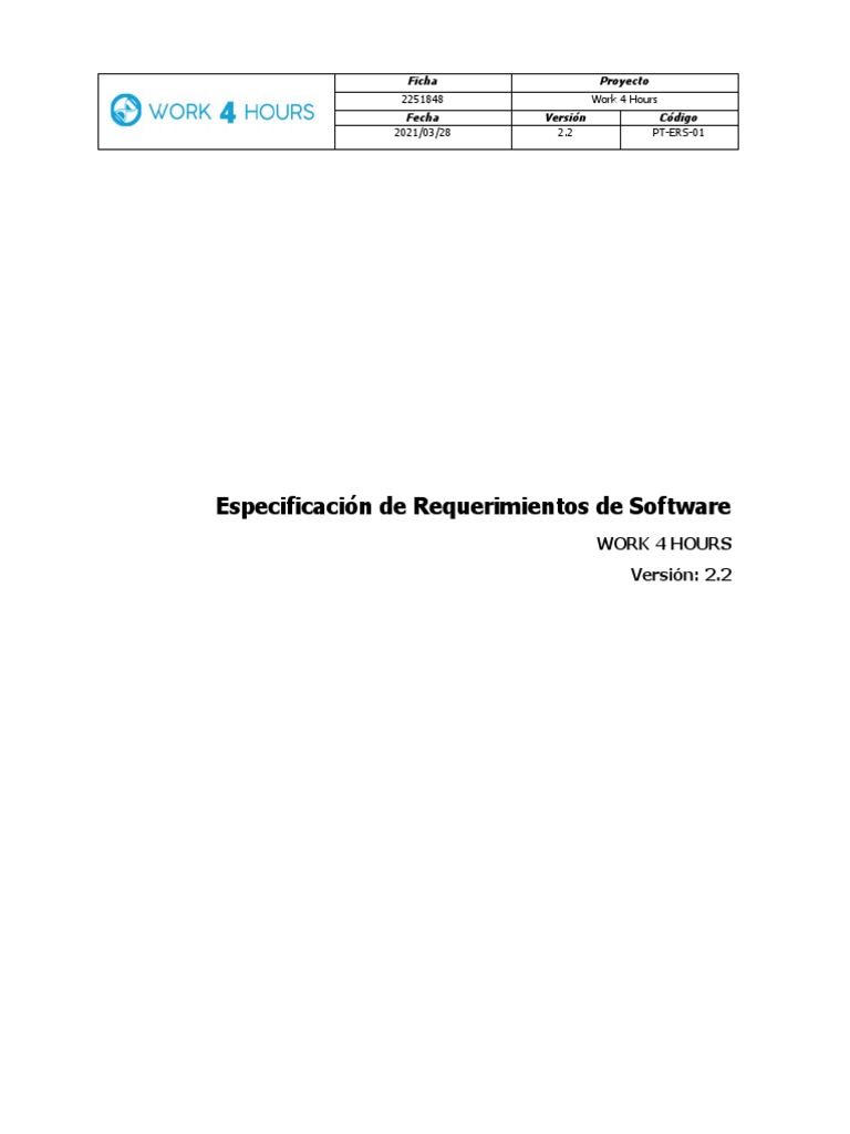2 PT ERS 01 EspecificaciónDeRequisitosDeSoftware | PDF | Software de la ...