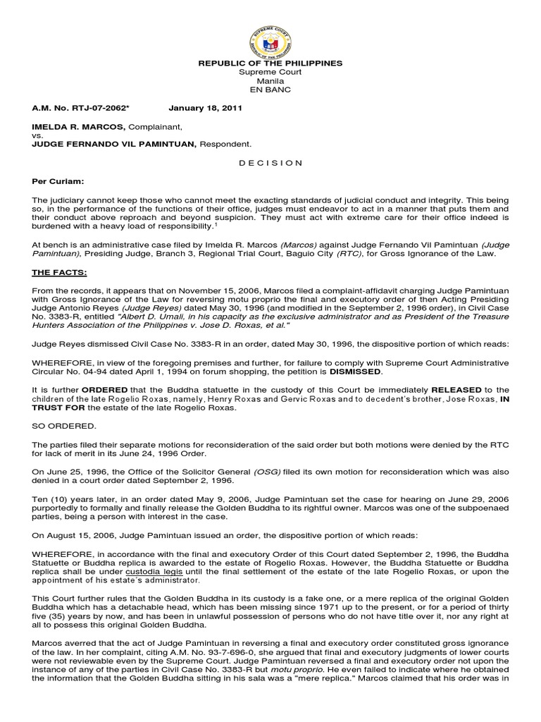 Marcos v. Judge Fernando AM RTJ-07-2062 | PDF | Judgment (Law) | Lawsuit