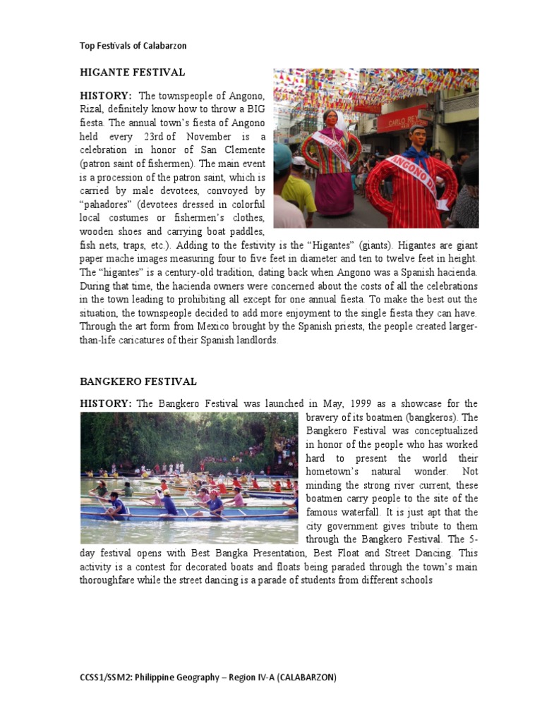 Region IV-A - Festivals | PDF | Festival | Entertainment Events