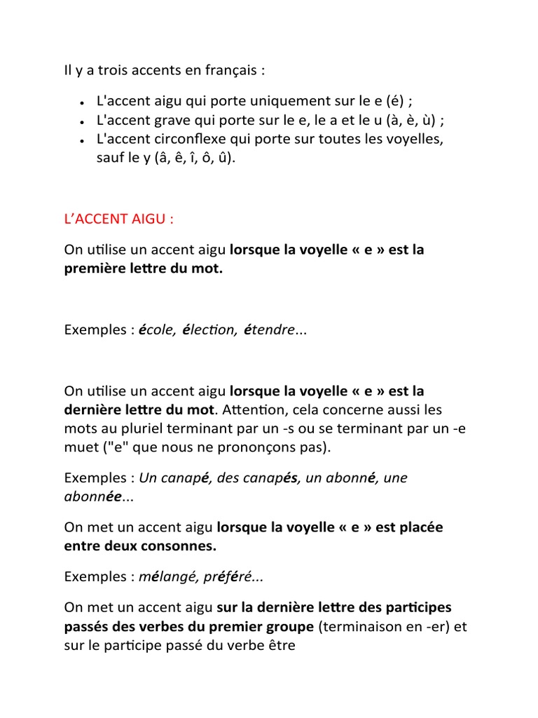 Les Accents en Français : Règles et Exemples | PDF | Linguistique | Langues