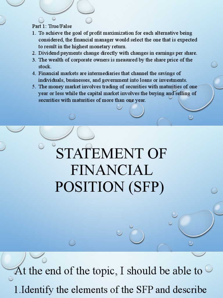 Understanding the Statement of Financial Position | PDF | Debits And ...