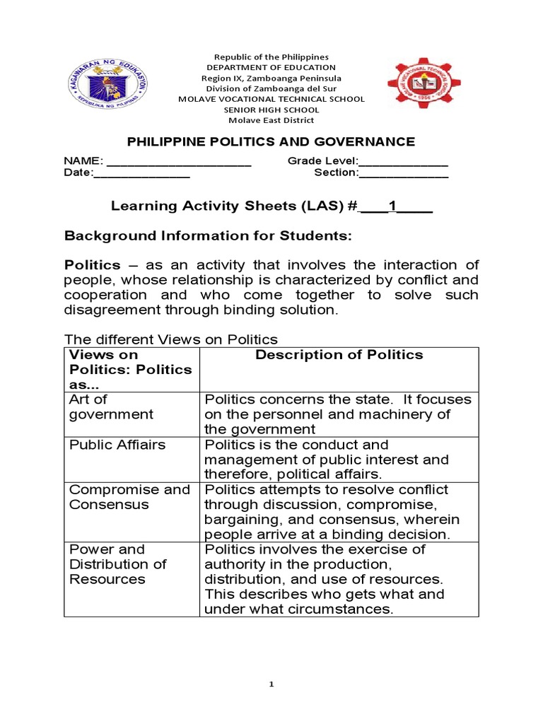 PPG Activity Sheet Week 1 | PDF