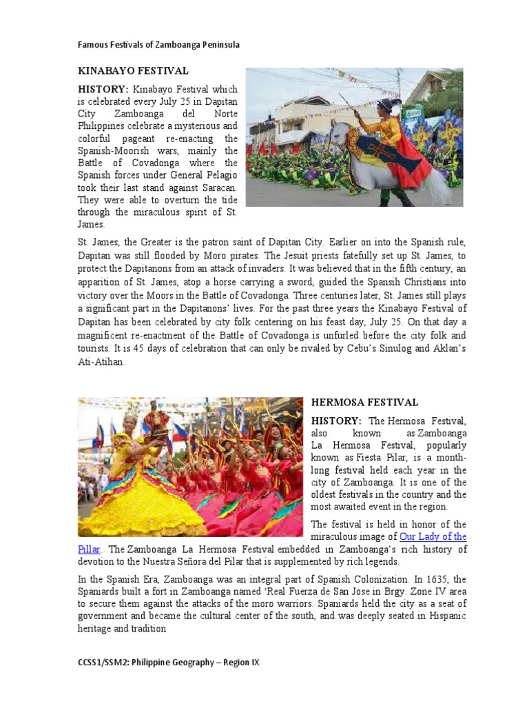 Festivals of Zamboanga Peninsula | PDF | Social Science | History