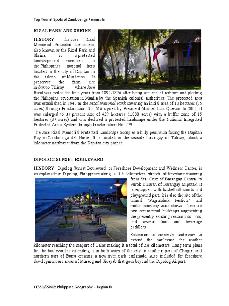 Region IX - Tourist Spots | PDF | Philippines