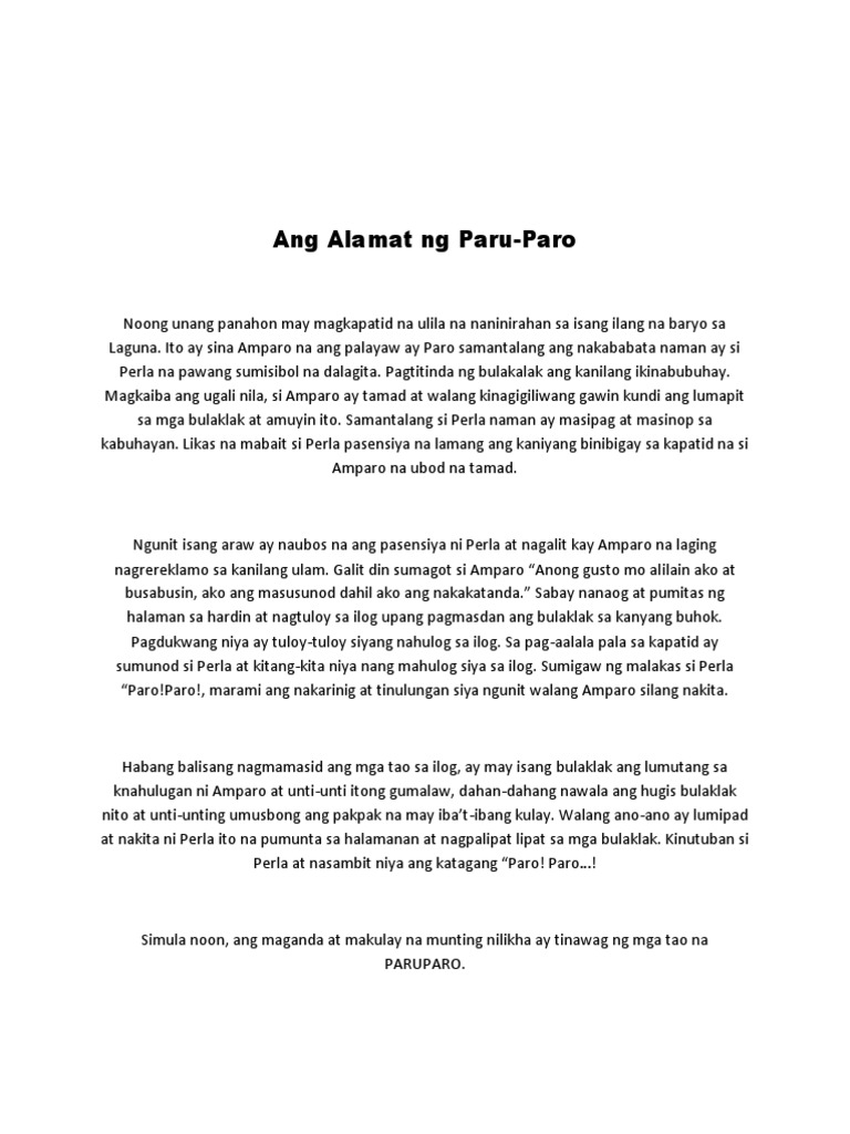Alamat NG Paru Paro | PDF