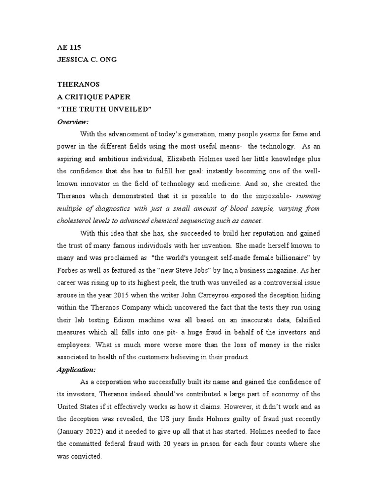 THERANOS | PDF | Corporate Governance | Internal Control