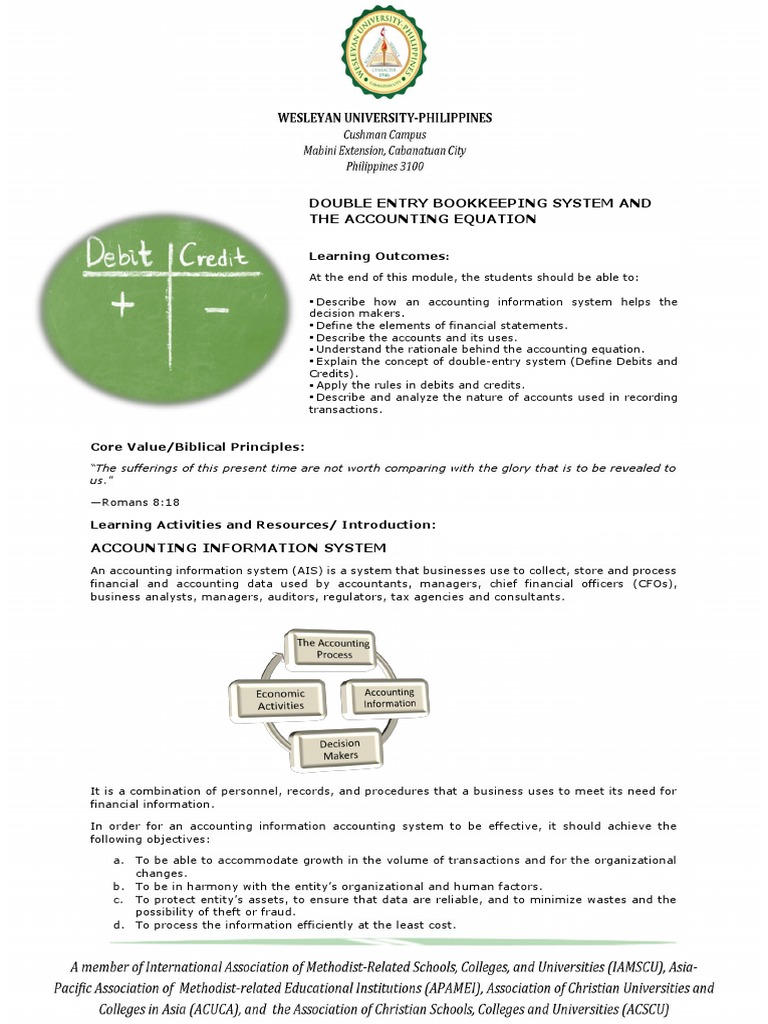 Module 4 - Double Entry Bookkeeping System and The Accounting Equation | PDF | Debits And ...