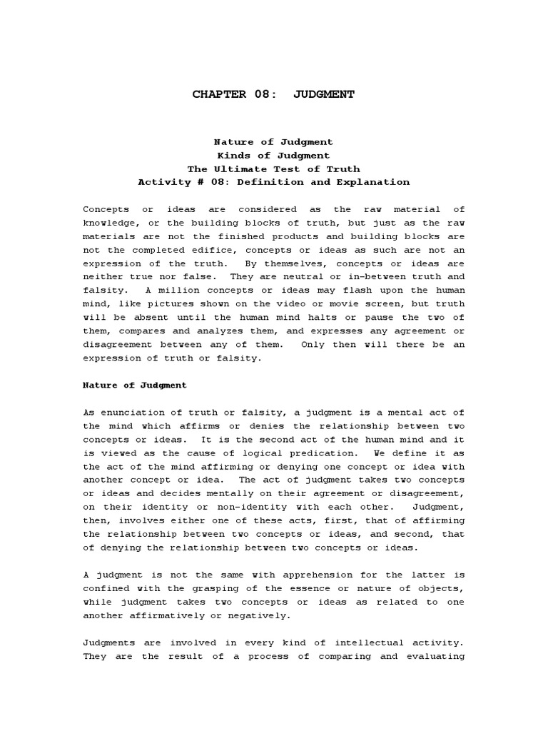 Judgment | PDF | Truth | Idea