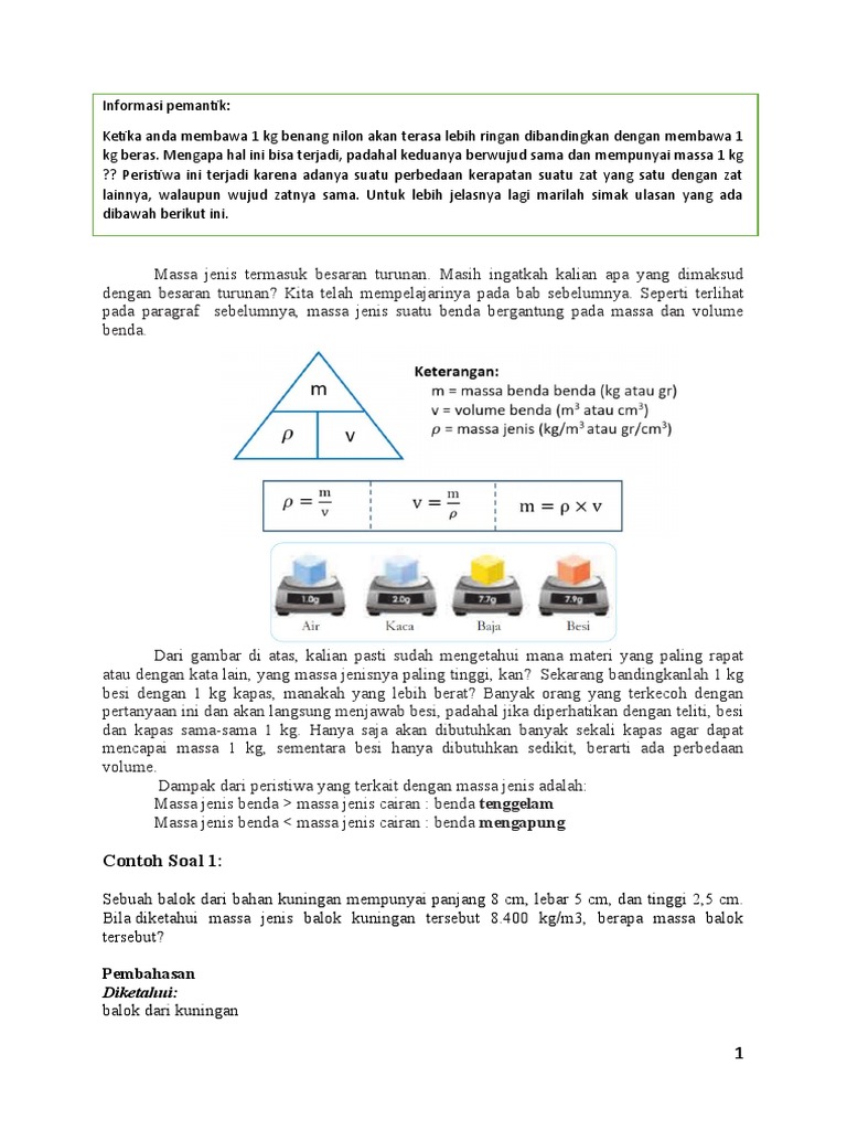 Pertemuan 4 - Massa Jenis (Kerapatan Zat) | PDF