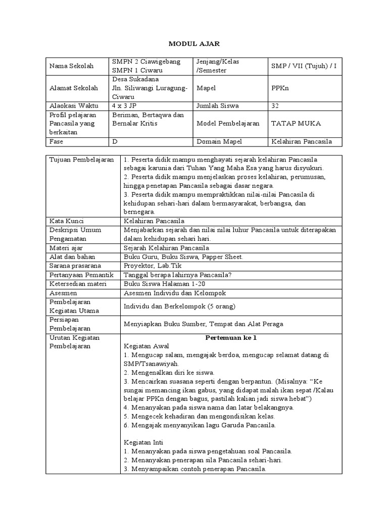 Modul Ajar PPKN BAB 1-3 | PDF | Sains & Matematika