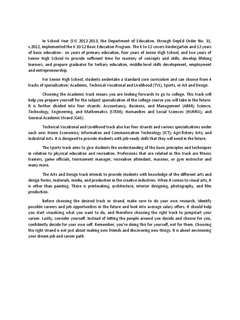 Choosing Strand | PDF | Vocational Education | Learning