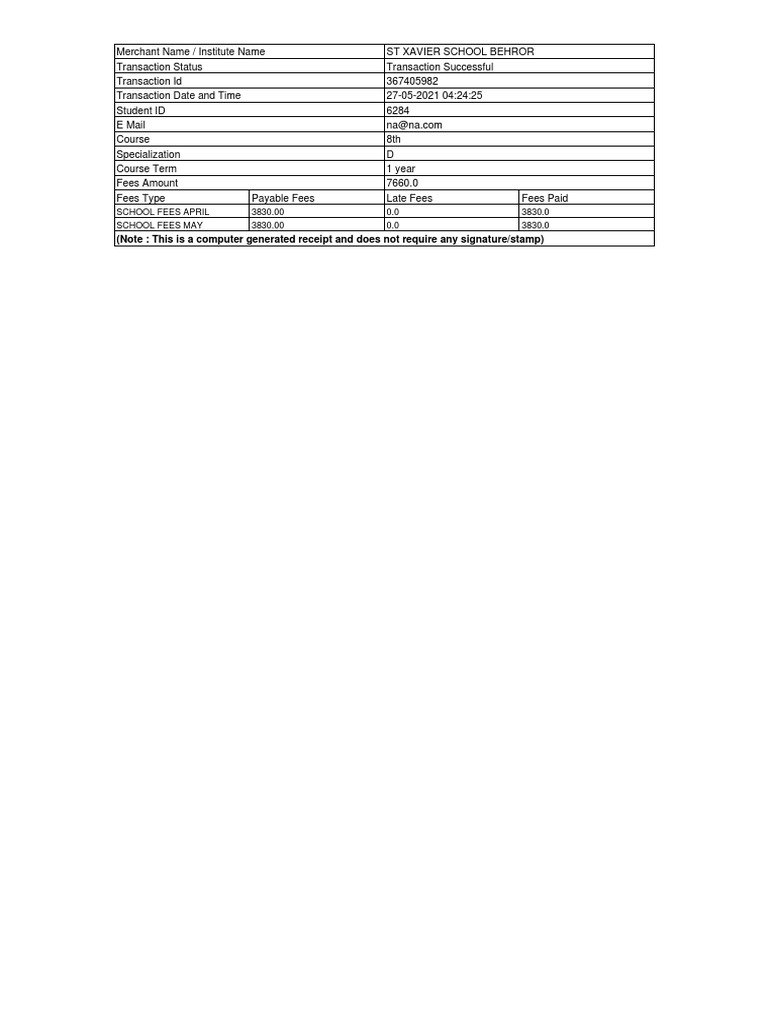 EReceipt PDF - JSP | PDF