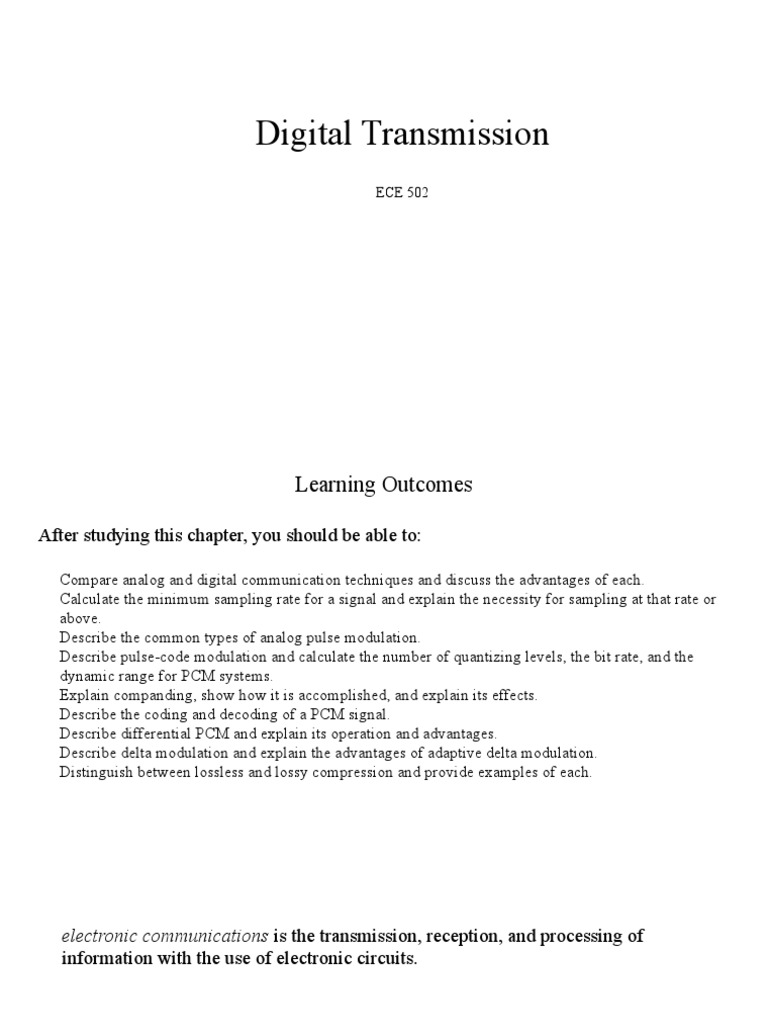 Digital Transmission | PDF | Modulation | Digital Signal