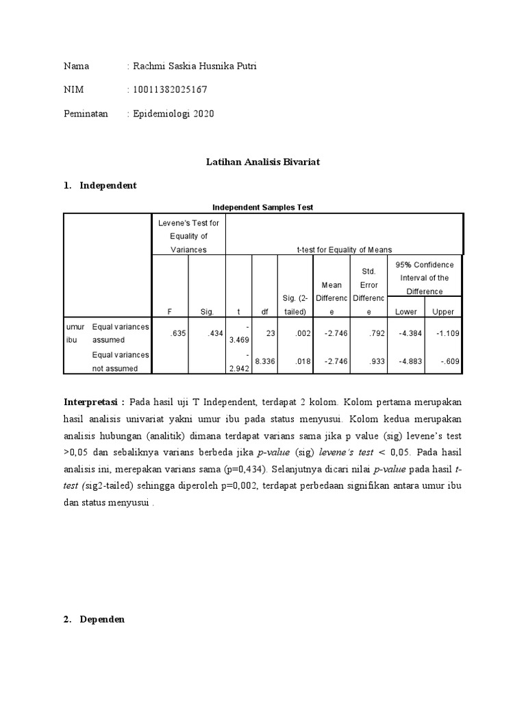 Latihan Analisis Bivariat | PDF