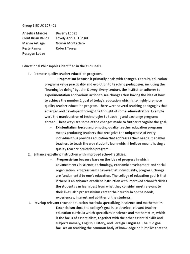 Group 1 EDUC 107 C1 | PDF | Teachers | Curriculum