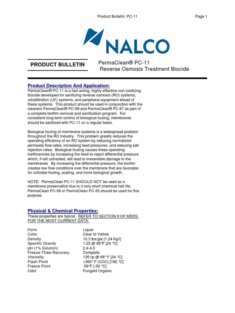 Product Bulletin_ PC-11 | PDF | Membrane | Chemistry