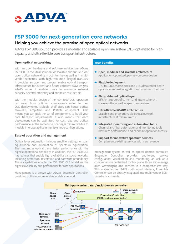 FSP 3000 For Next Generation Core Networks | PDF | Computer Network ...