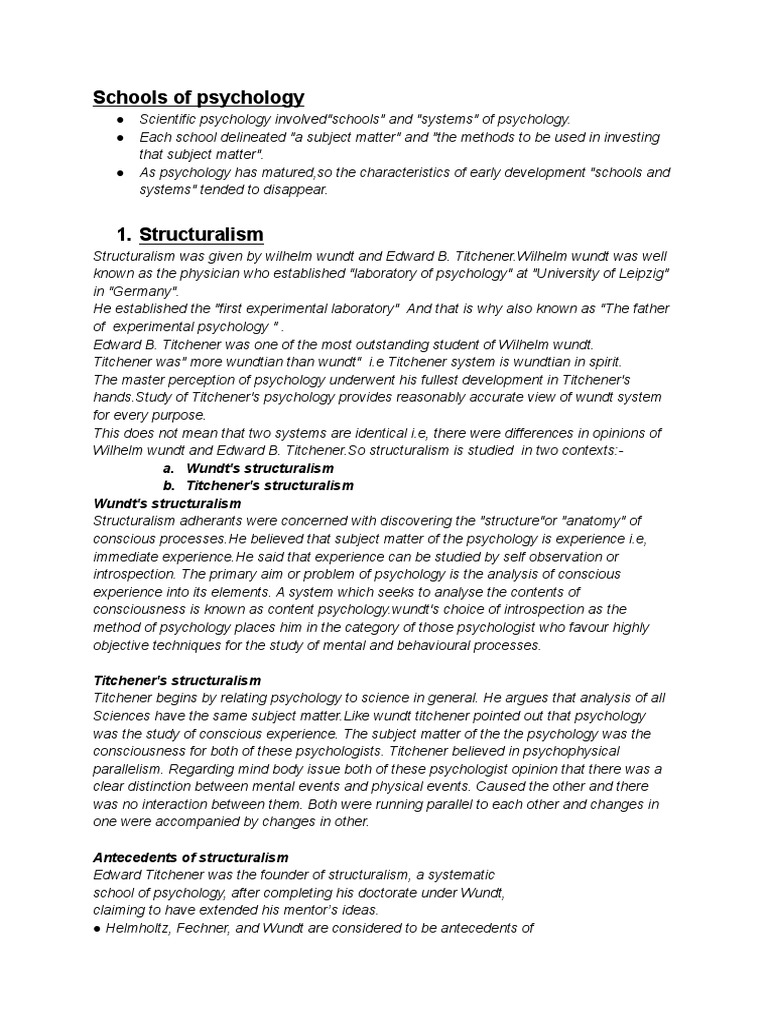 Schools of Psychology | PDF | Behaviorism | Psychoanalysis