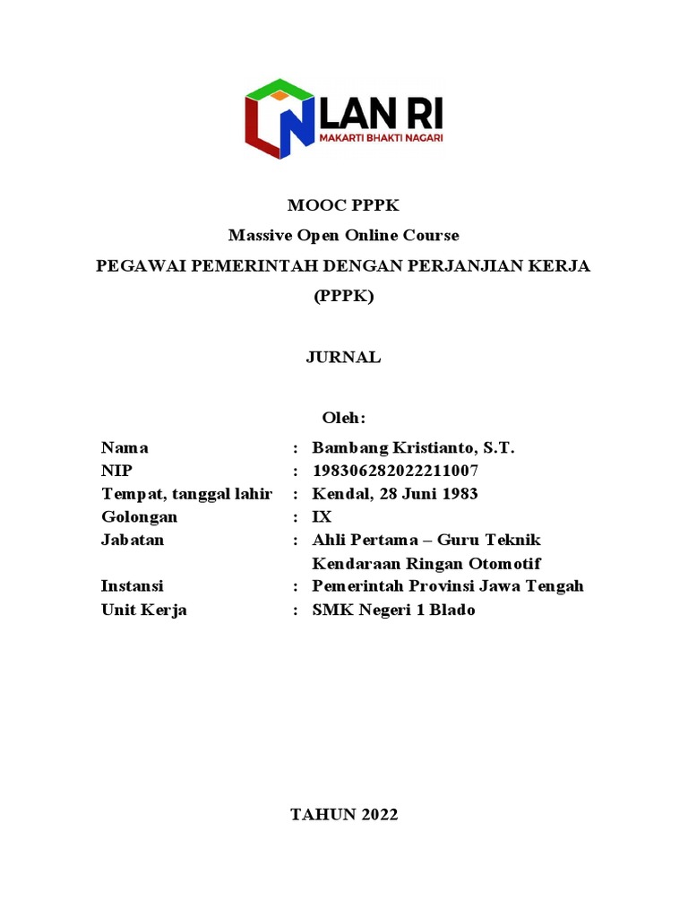 RESUME ORIENTASI PPPK MOOC LAN Bambang K | PDF