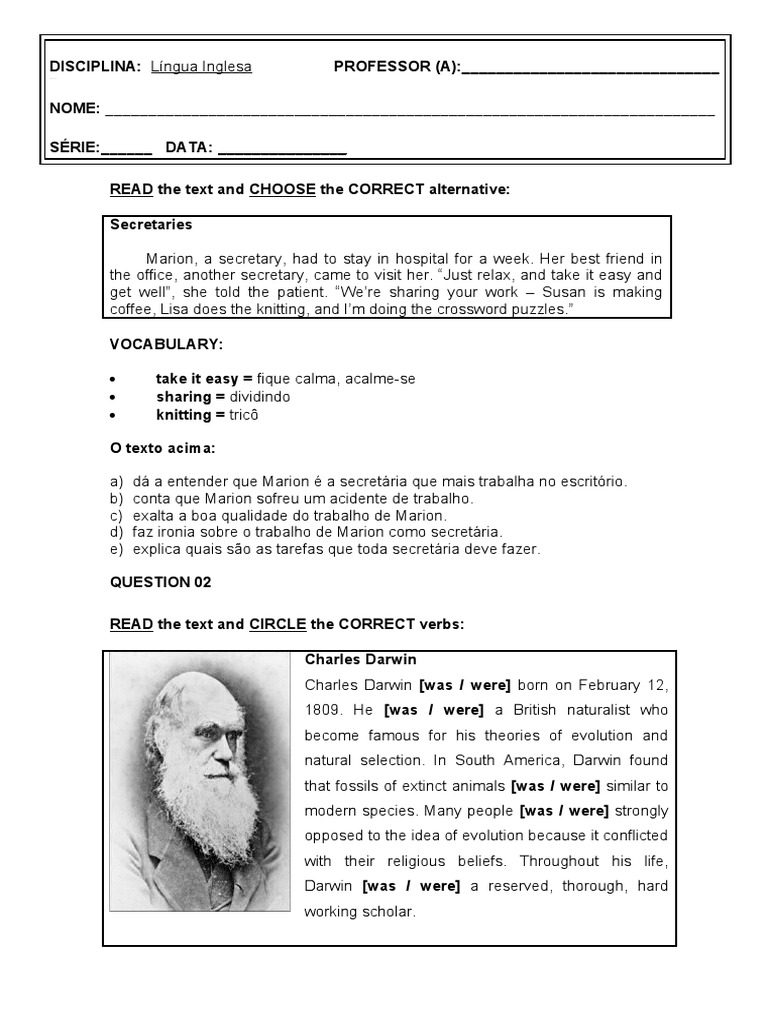 Text - Atividade Simple Past | PDF