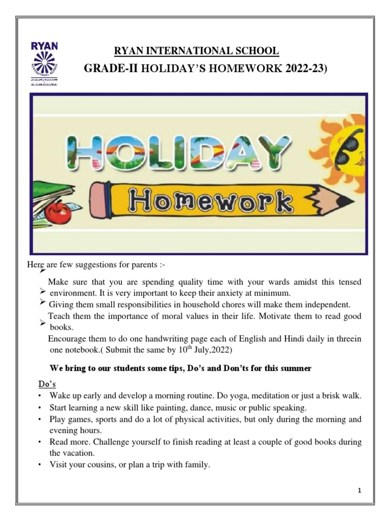 Class II Final Holiday Homework | PDF | Homework | Behavior Modification