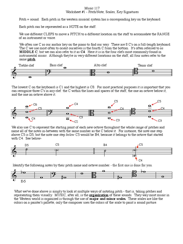 MUS117 Handout 1 | PDF | Scale (Music) | Clef