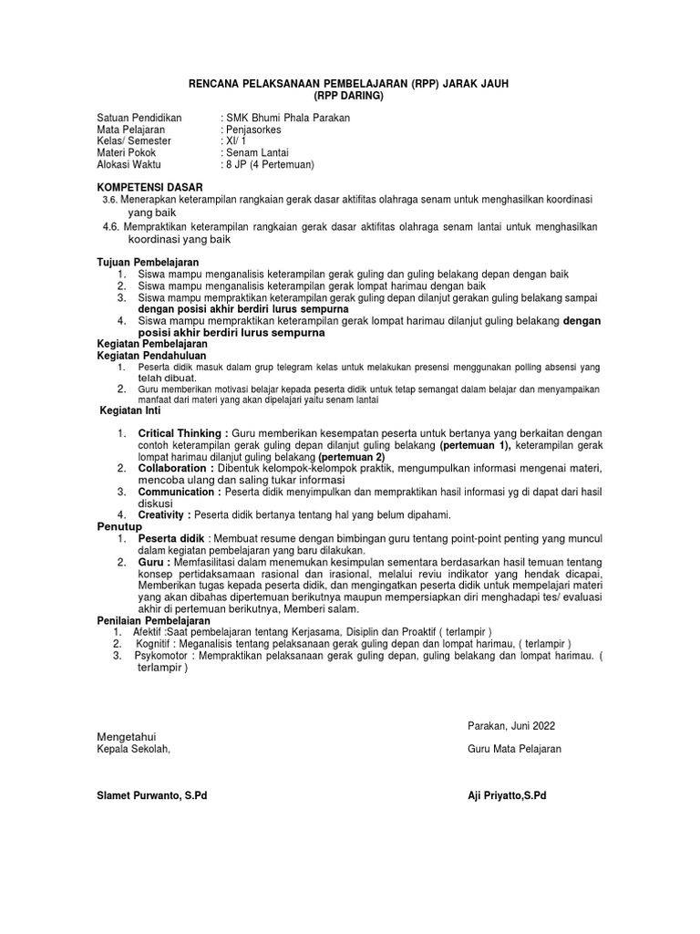 Aji Pjok RPP Xi | PDF