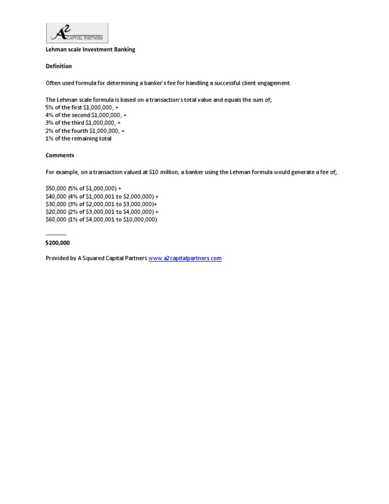 Lehman Scale Fee Structure | PDF