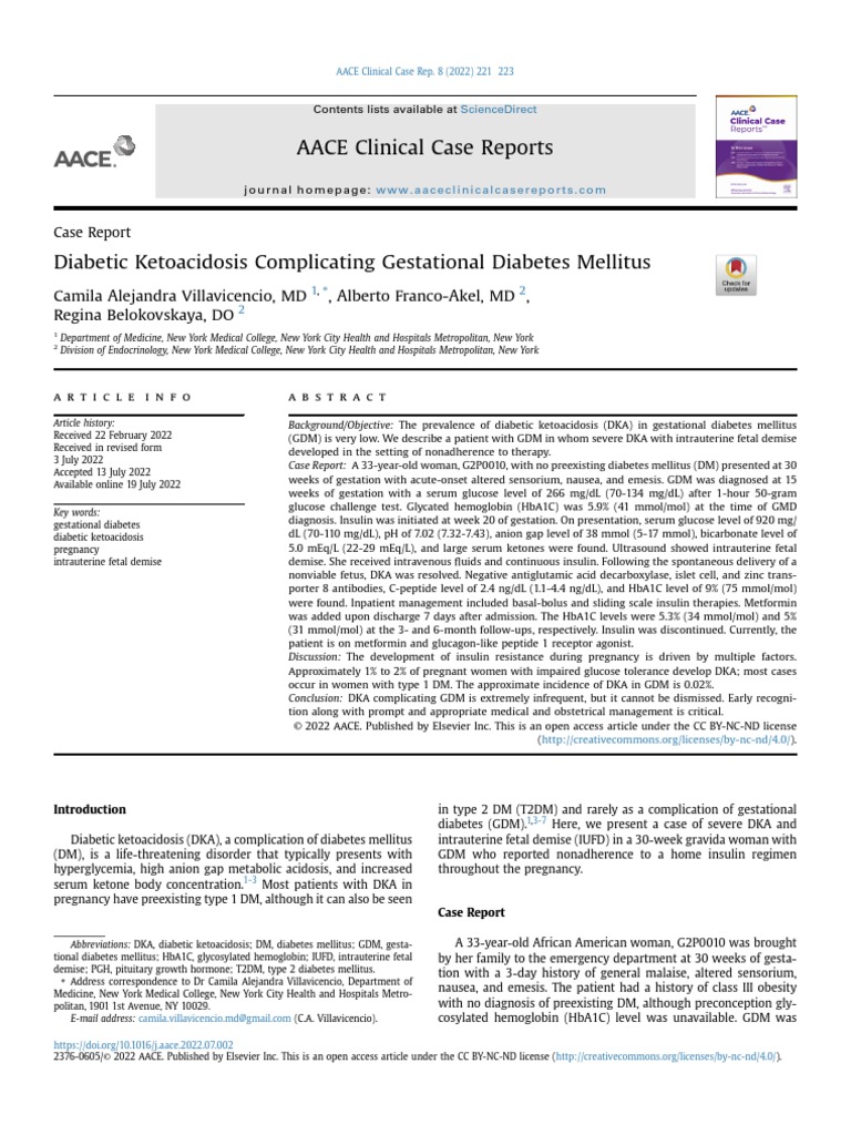Diabetic Ketoacidosis Complicating Gestational Dia - 2022 - AACE ...