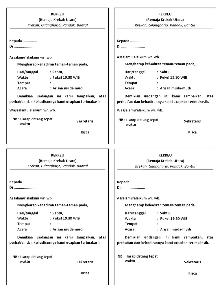 Undangan Arisan Muda Mudi | PDF | Seni | Agama & Spiritualitas