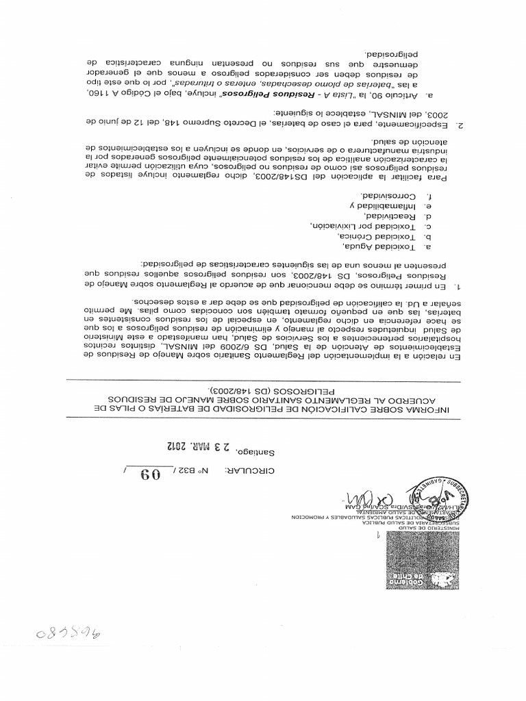 Circular B32-09 Del 23-03-2012 Pilas y Baterias | PDF