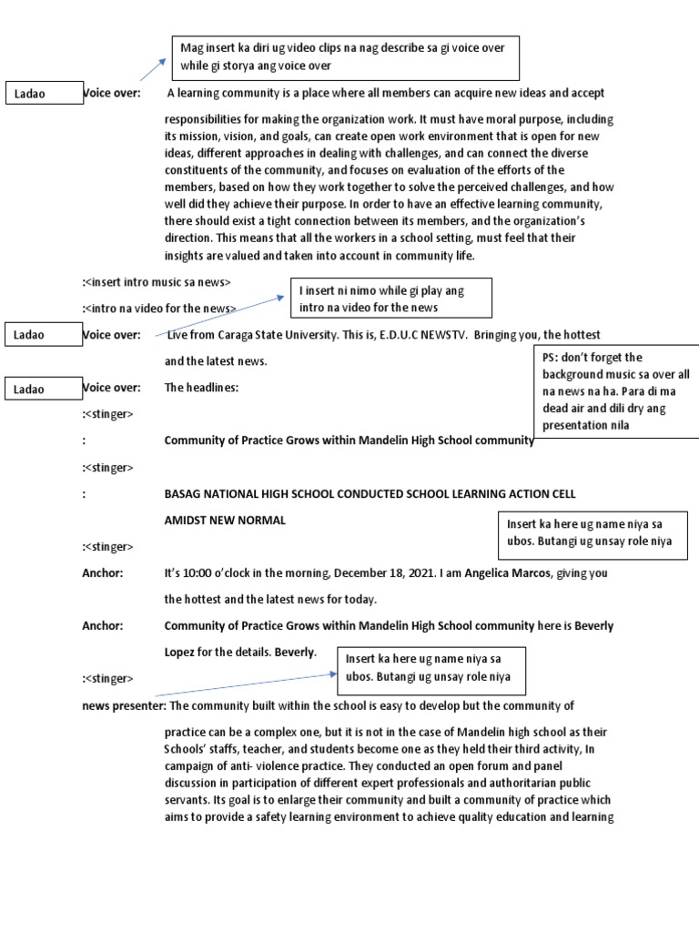 EDUC 107 News Reporting Script | PDF | Community | Teachers