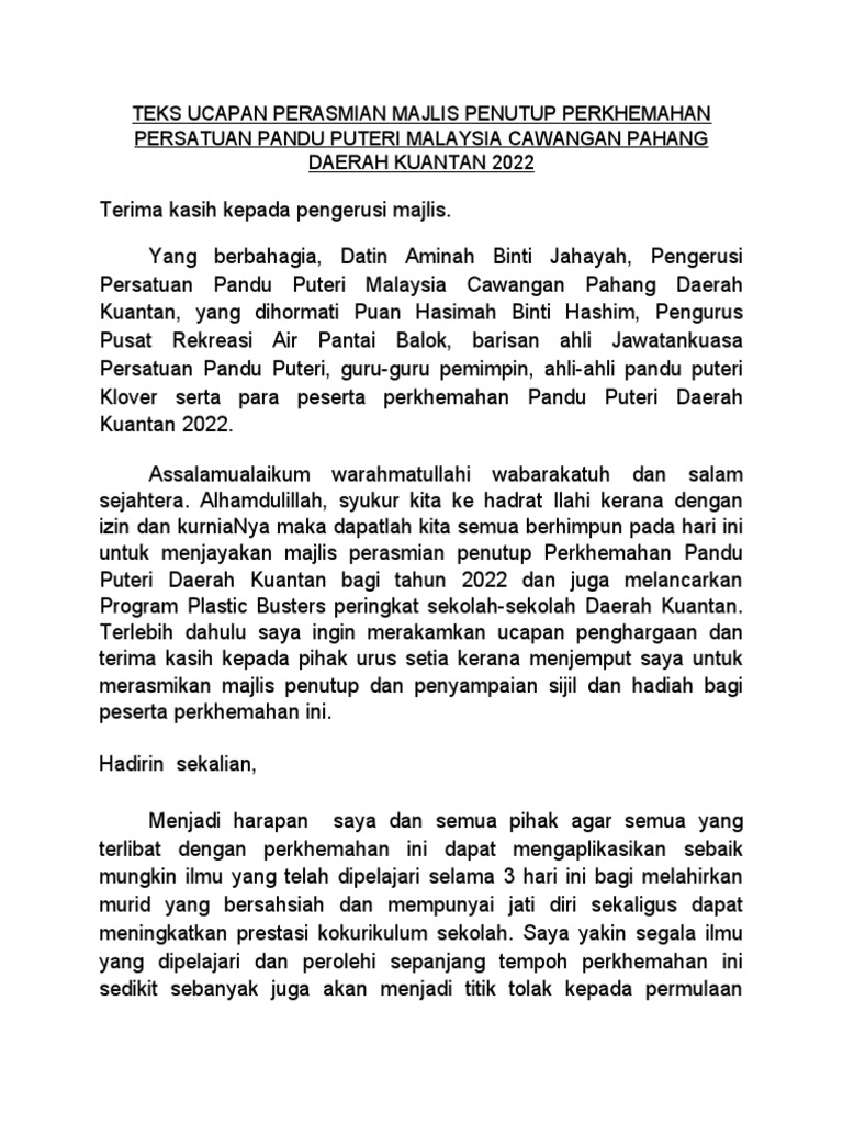 Teks Ucapan Perasmi | PDF