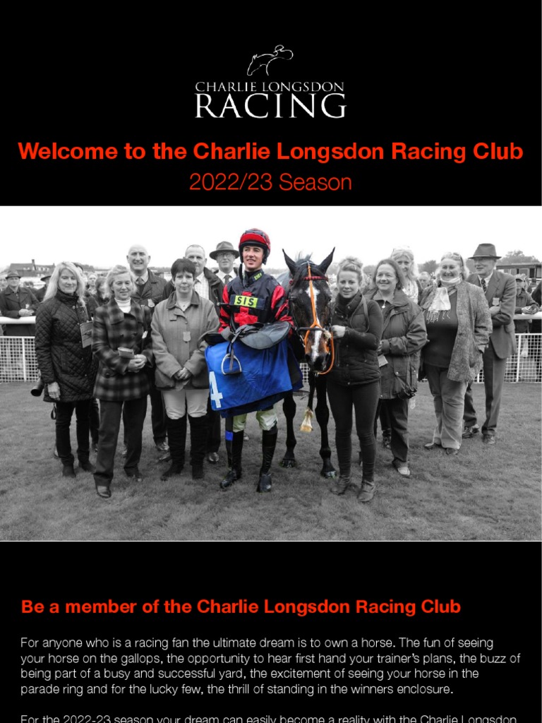 Join Charlie Longsdon Racing Club | PDF | Thoroughbred Families ...