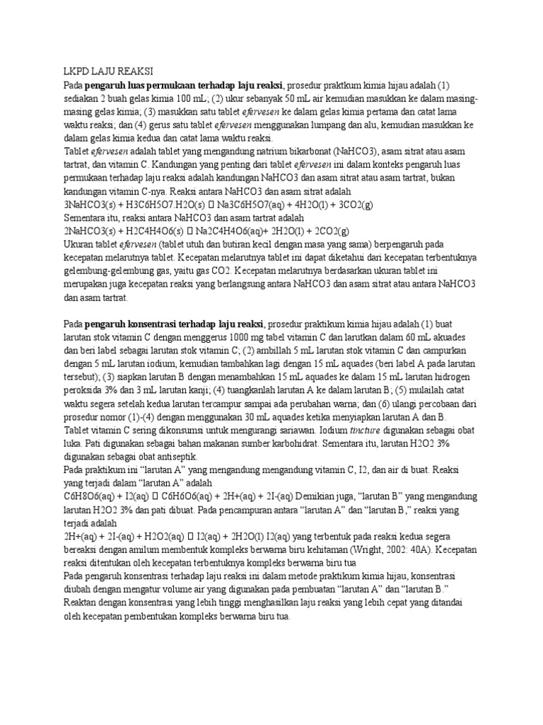LKPD Laju Reaksi | PDF