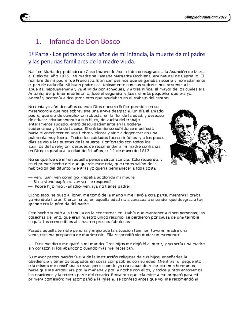 Cap. 1. Parte 1. Resumen Memorias Don Bosco | PDF | Oración
