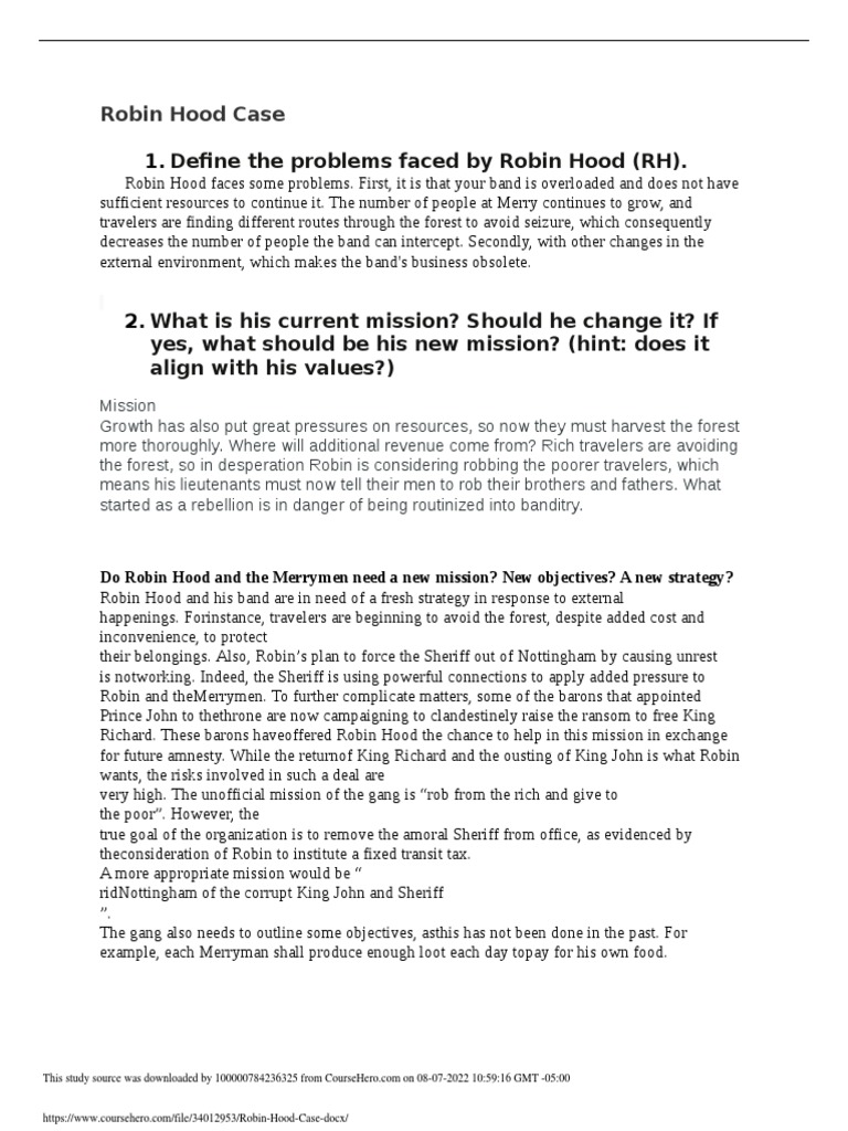 Robin Hood Case | PDF | Robin Hood | Swot Analysis