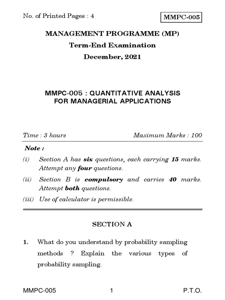 MMPC-005 Quantitative Analysis | PDF | Statistics | Scientific Method