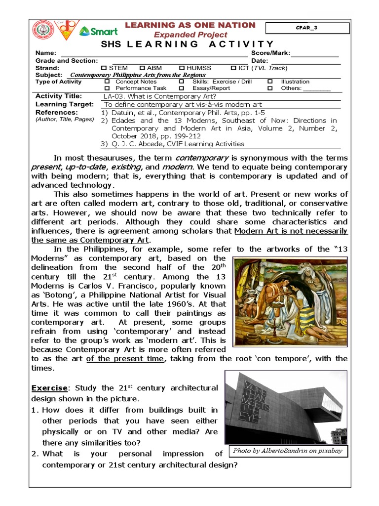 CPAR LAS 3 What Is Contemporary Art | PDF | Contemporary Art | Cognition