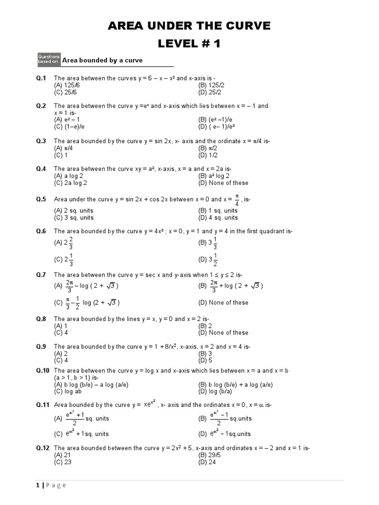 AREA UNDER THE CURVE | PDF | Cartesian Coordinate System | Elementary ...