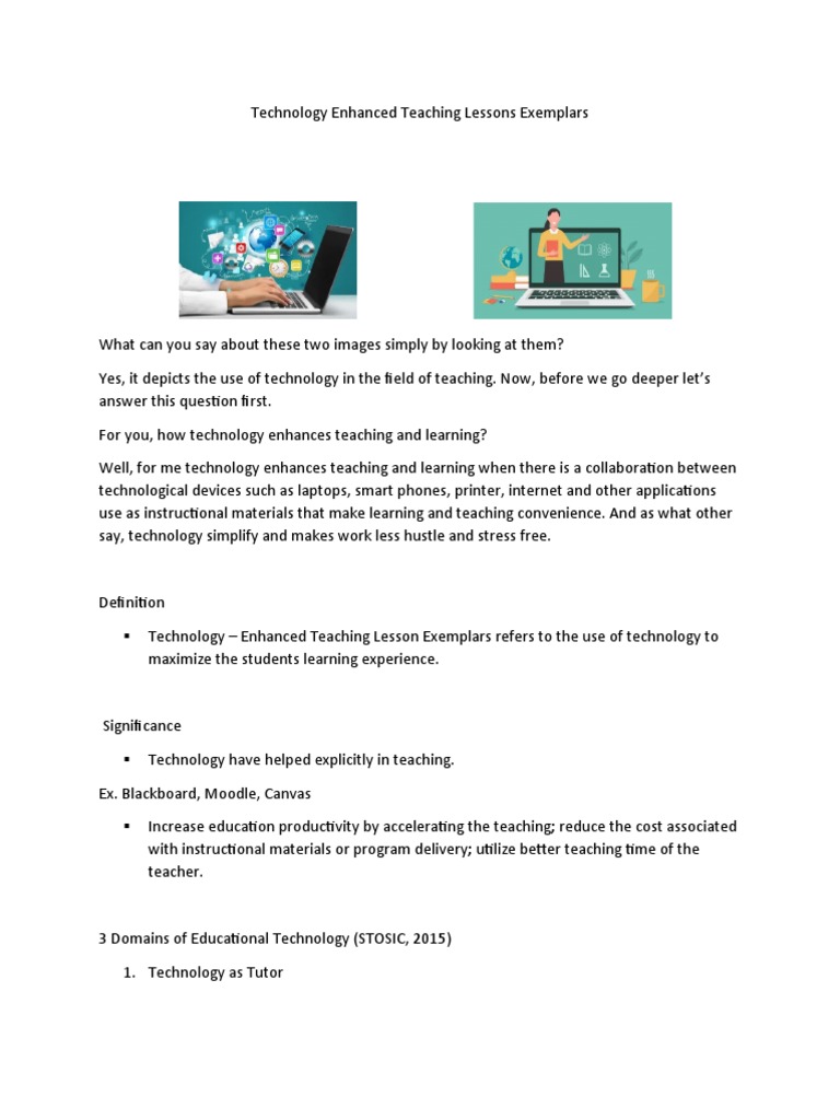 Technology Enhanced Teaching Lessons Exemplars | PDF | Teaching Method ...