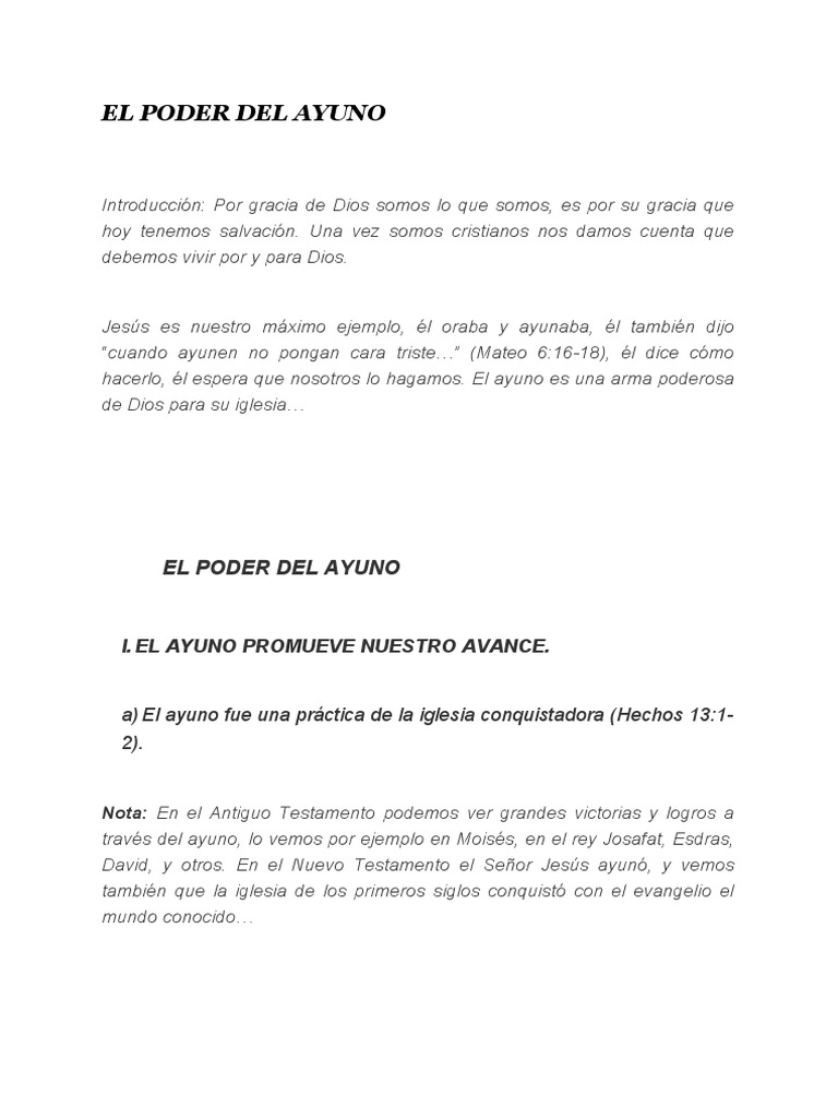 El Poder Del Ayuno | PDF | Rápido | Jesús