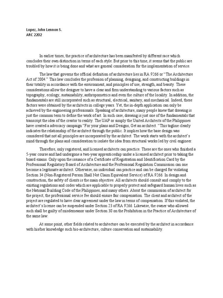 Prof Prac Reflection Note | PDF | Architect | Justice