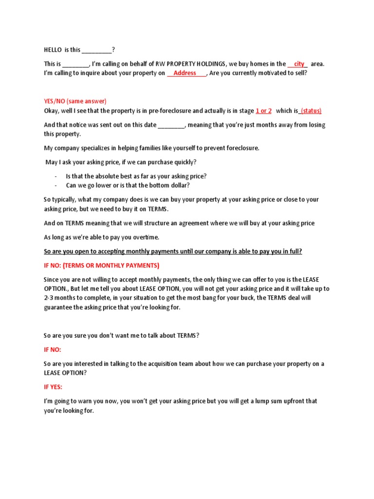 Terms Script (Preforeclosure) | PDF | Law And Economics | Financial ...