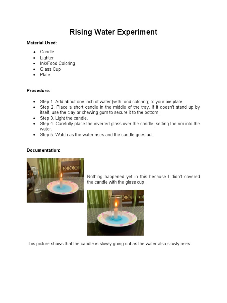 Rising Water Experiment for Kids | PDF | Cooking, Food & Wine | Art